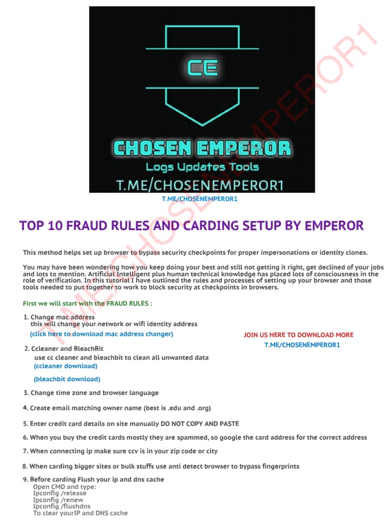 Top 10 FRAUD RULES AND CARDING SETUP @CHOSENEMPEROR1 | PDF | Visa Inc ...