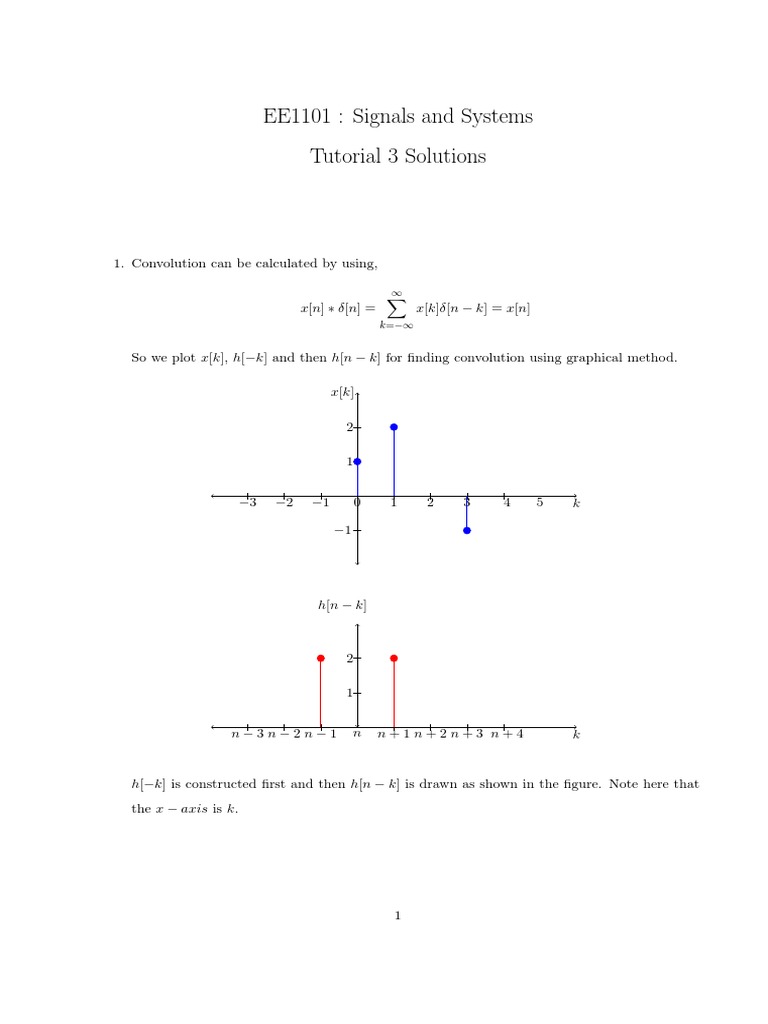 EE1101: Signals and Systems Tutorial 3 Solutions | PDF | Convolution ...
