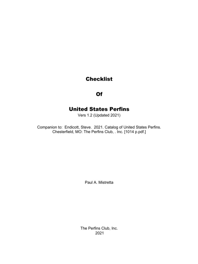 US Perfins Catalog Checklist - 2021 | PDF | Postage Stamp | Written ...