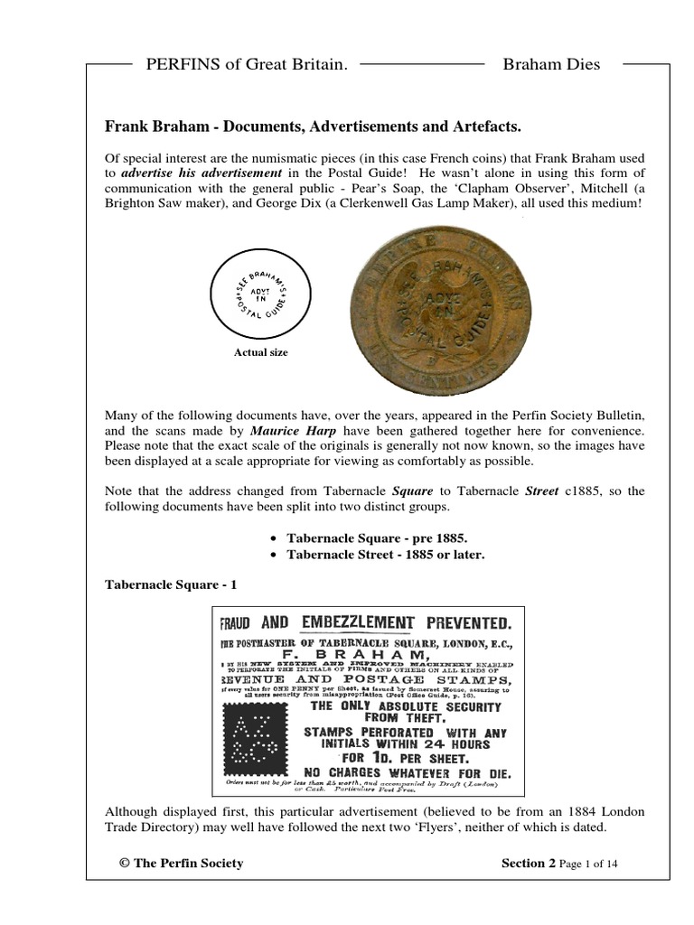 PERFINS of Great Britain. Braham Dies: Frank Braham - Documents ...