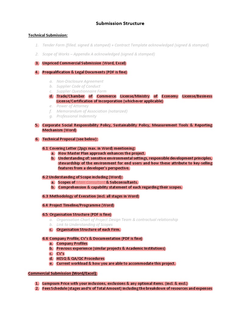 Submission Structure For Subconsultants | PDF | Career & Growth | Business
