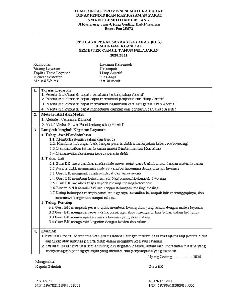 RPL Layanan Kelompok Sma Kelas 10 | PDF | Karier & Perkembangan ...