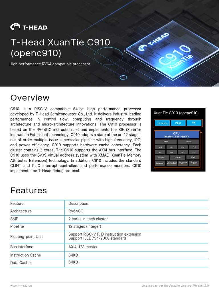 T-Head Xuantie C910 (Openc910) : High Performance Rv64 Compatible Processor | PDF | Cpu Cache ...