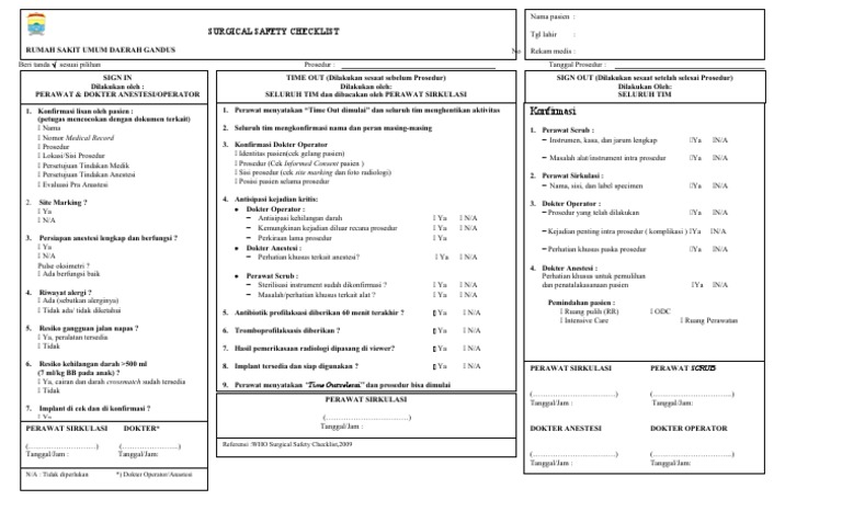 Surgical Safety Checklist | PDF