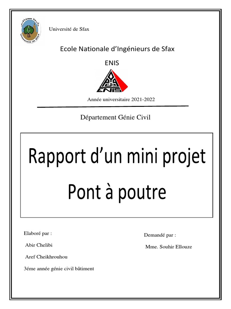Mini Projet Ouvrage Dart | PDF | Pont | Physique appliquée et ...