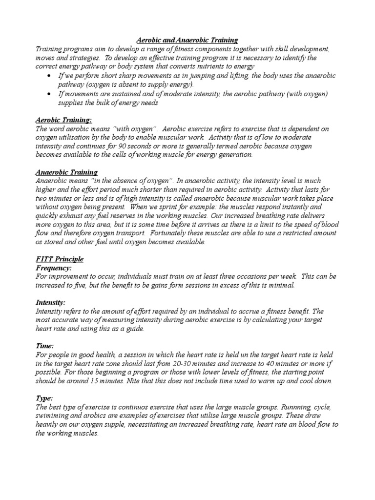 The FITT Principle: Guidelines for Effective Aerobic and Anaerobic ...
