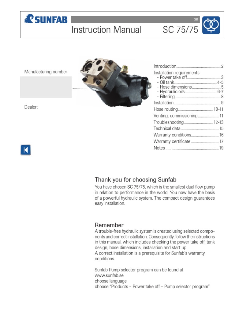 Instruction Manual SC 75/75 | PDF | Pump | Viscosity