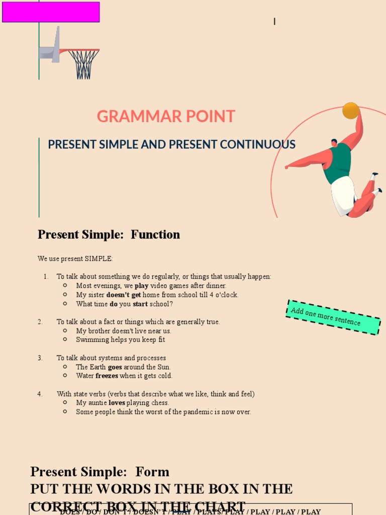 Present Simple and Present Continuous - Grammar - Point | PDF ...