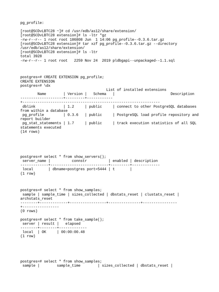 pg_profile_extension | PDF | Postgre Sql | Computing