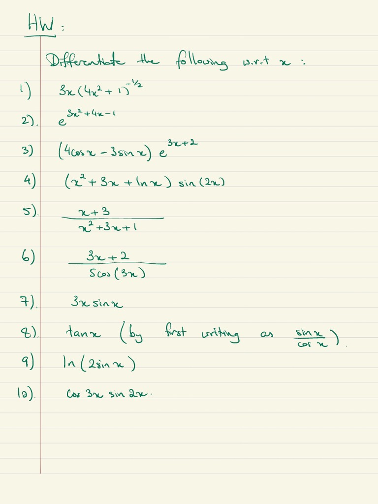HW (Differentiation) | PDF