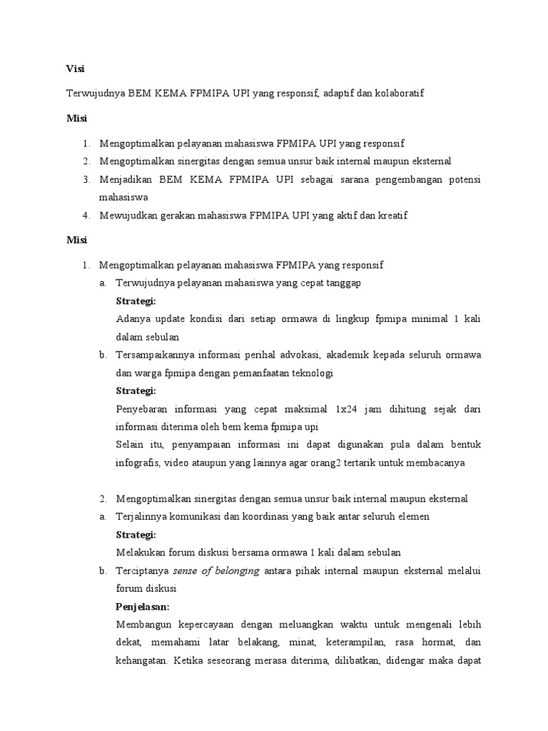 Visi Misi Siti Robiah A | PDF