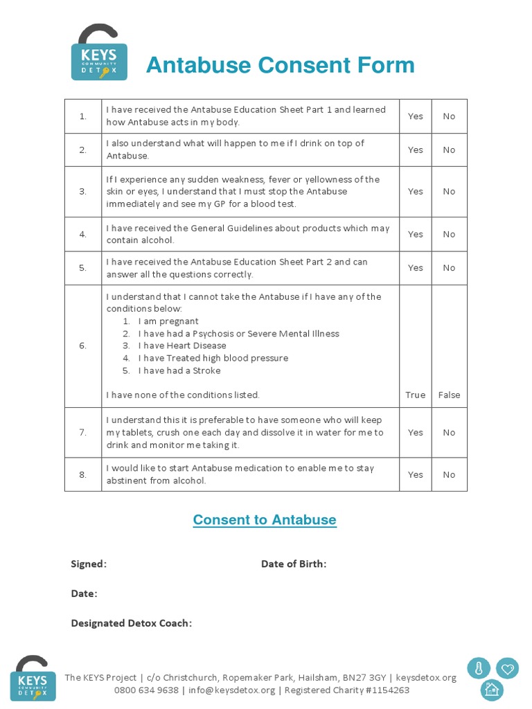 Antabuse Consent Form | PDF | Medical Specialties | Clinical Medicine