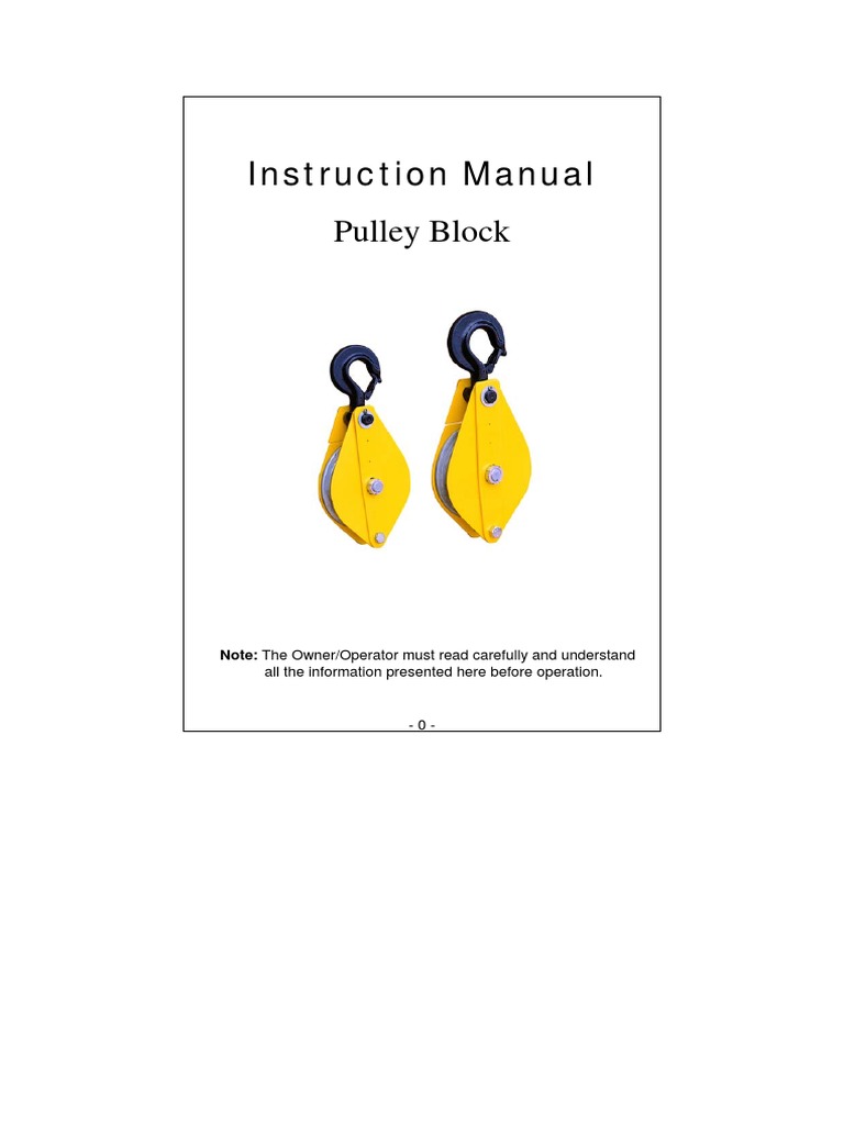 Instruction Manual: Pulley Block | Download Free PDF | Machines | Equipment