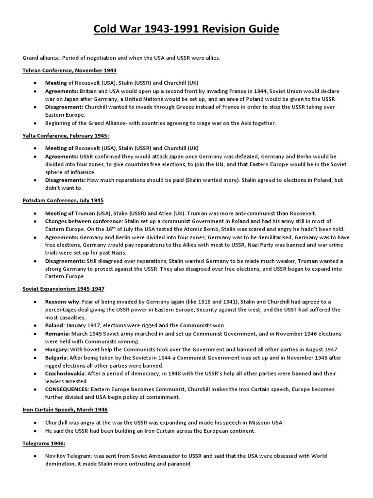 Cold War Revision Guide | PDF | Cold War | Soviet Union