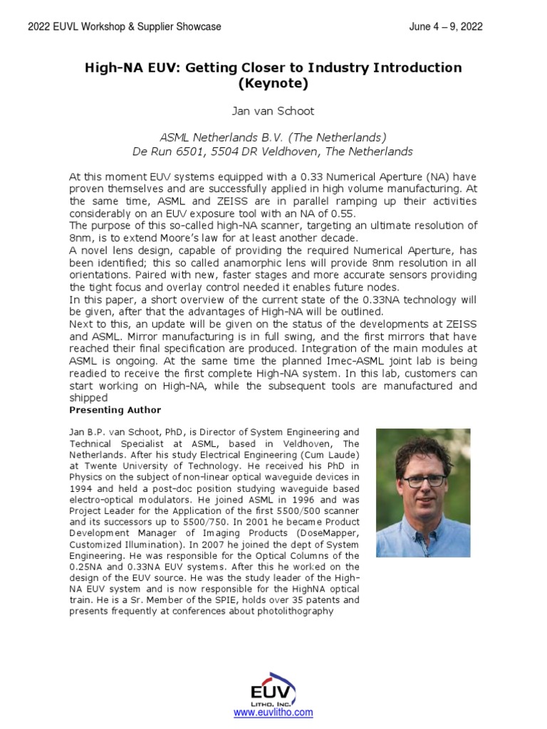 EUVL Workshop Keynote - ASML | PDF | Optics | Natural Philosophy