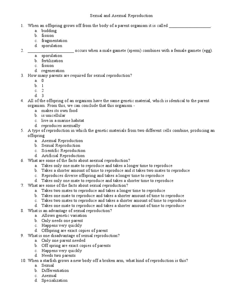 Sexual and Asexual Reproduction | PDF | Reproduction | Sexual Reproduction
