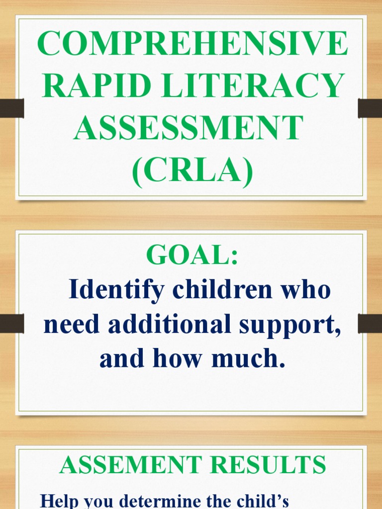Comprehensive Rapid Literacy Assessment (CRLA) | PDF
