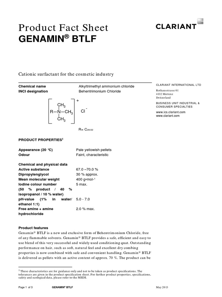 Genamin BTLF (Version 2010) - New | PDF | Surfactant | Emulsion