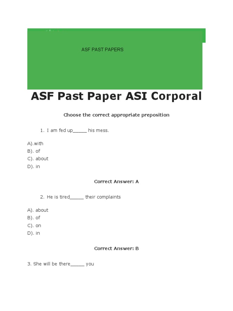 ASF Past Paper ASI Corporal | PDF | Surah | Pakistan