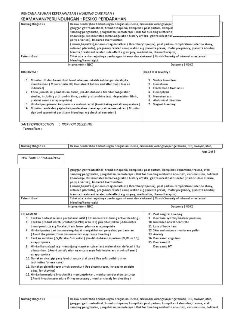 NCP RESIKO PERDARAHAN | PDF | Bleeding | Childbirth