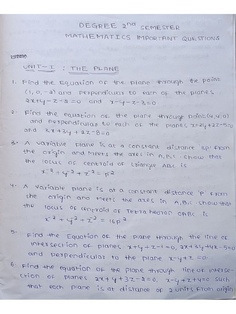 Degree 2nd Sem Maths Imp Questions | PDF
