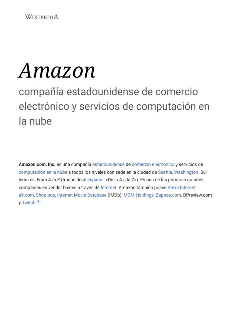 Amazon - Wikipedia, La Enciclopedia Libre | PDF | Informática