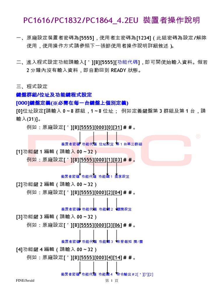 PC1616 PC1832 PC1864 4.2EU裝置說明 | PDF