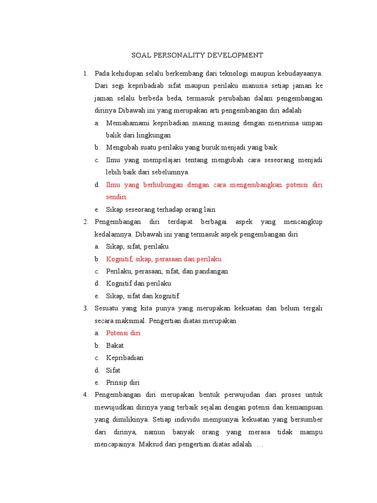 Soal Personality Development-1 | PDF