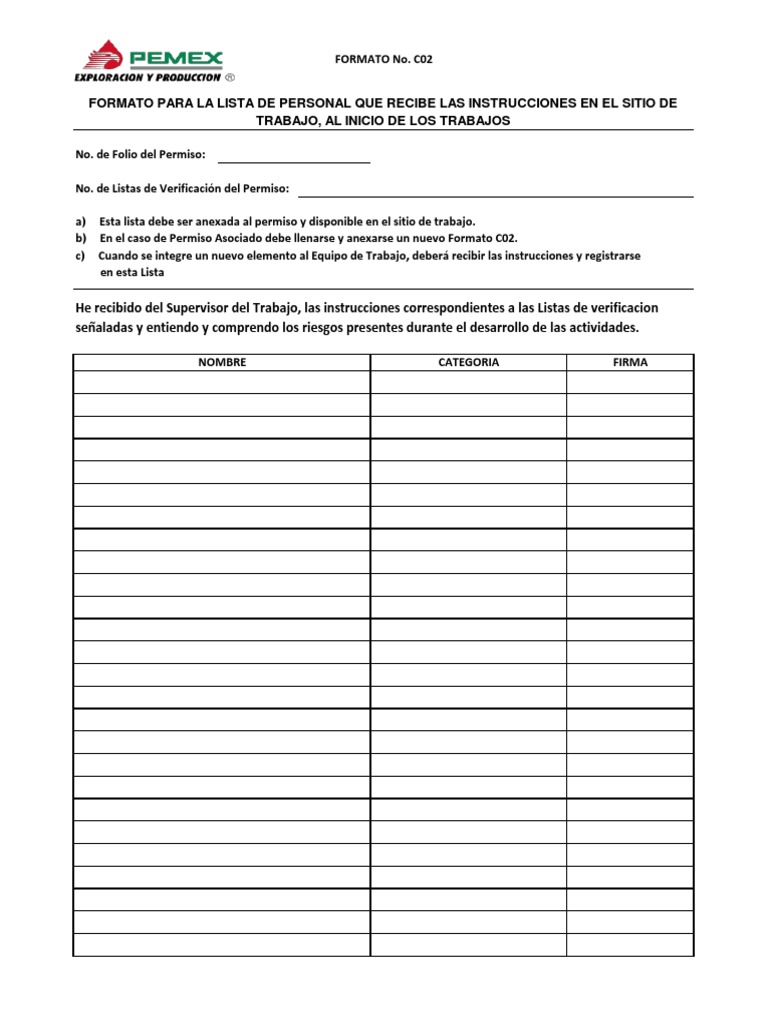 Formato C02 Listado de Personal | PDF