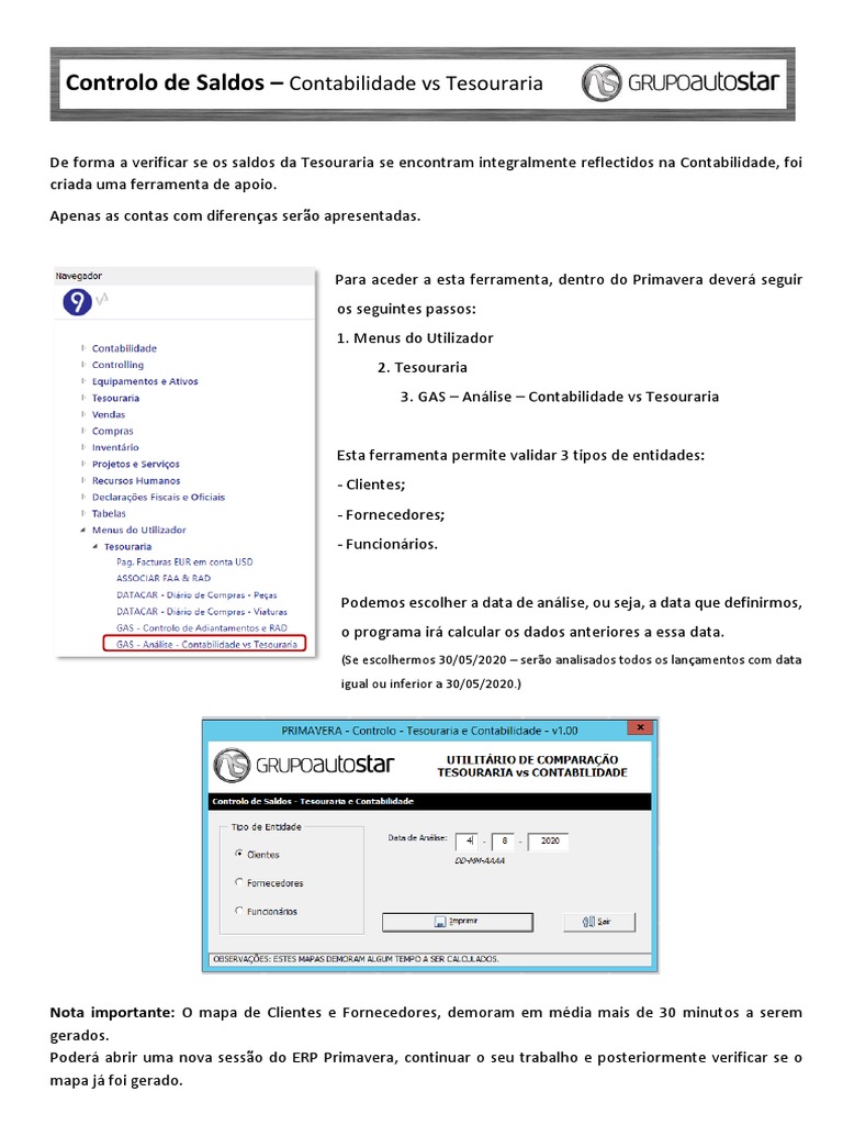 Mapa de Controlo - Contabilidade e Tesouraria | PDF