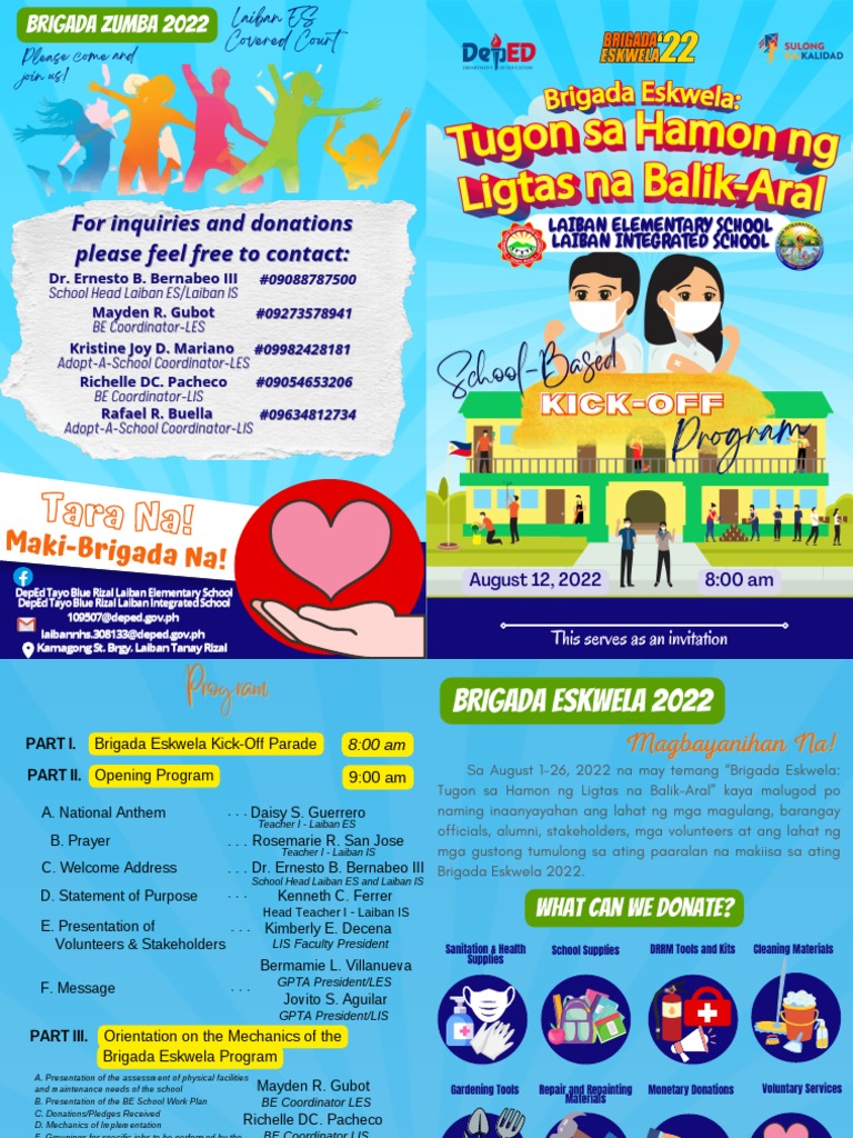 Brigada Eskwela 2022 Program (Bi-Fold Brochure) | PDF