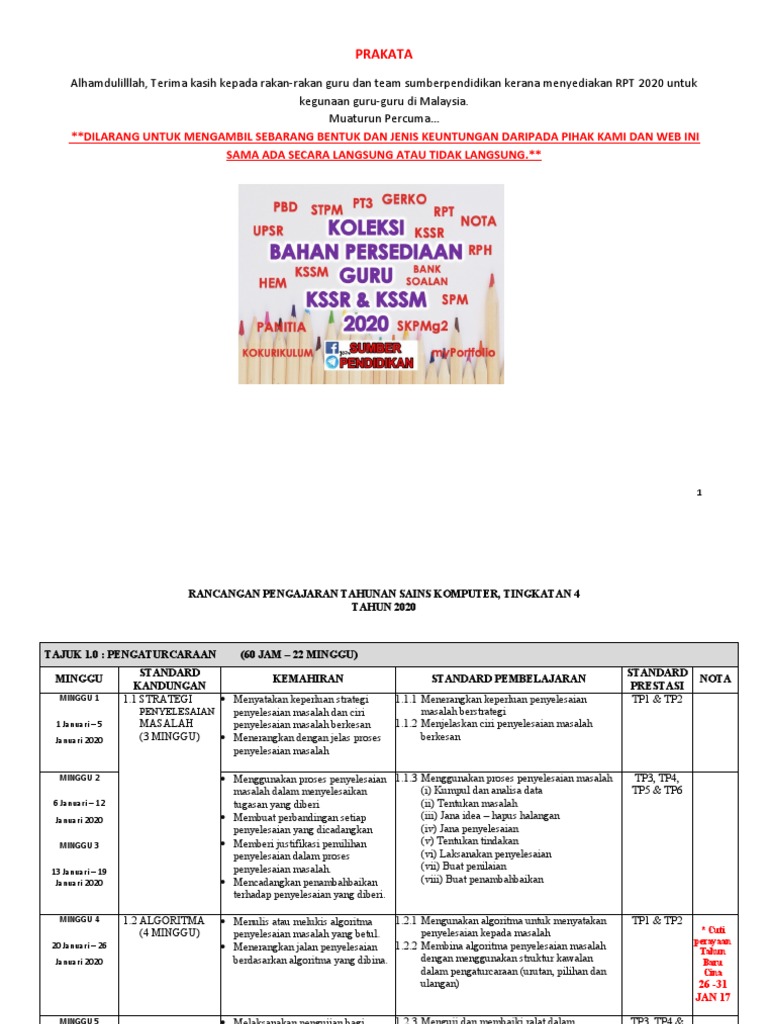Rpt 2020 Sains Komputer Tingkatan 4 Kssm Pdf