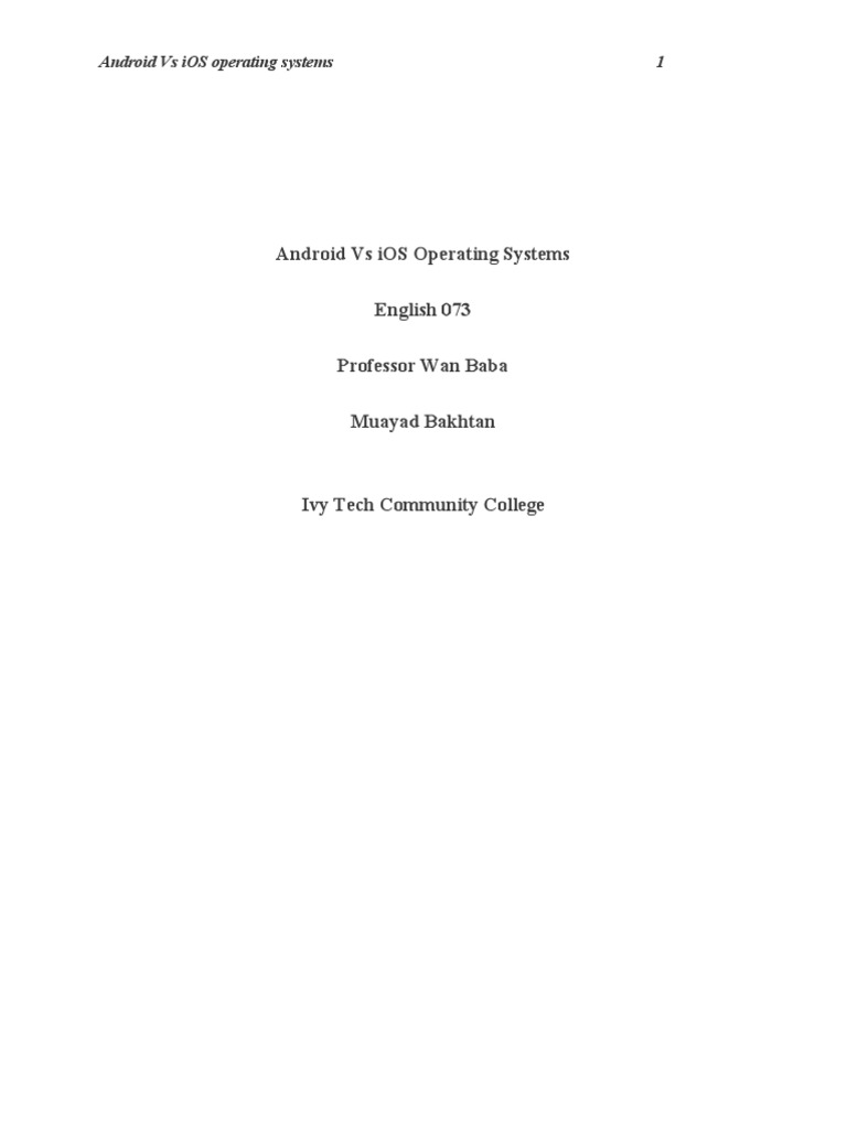 Android Vs iOS Operating Systems PDF | PDF | Ios | Android (Operating System)