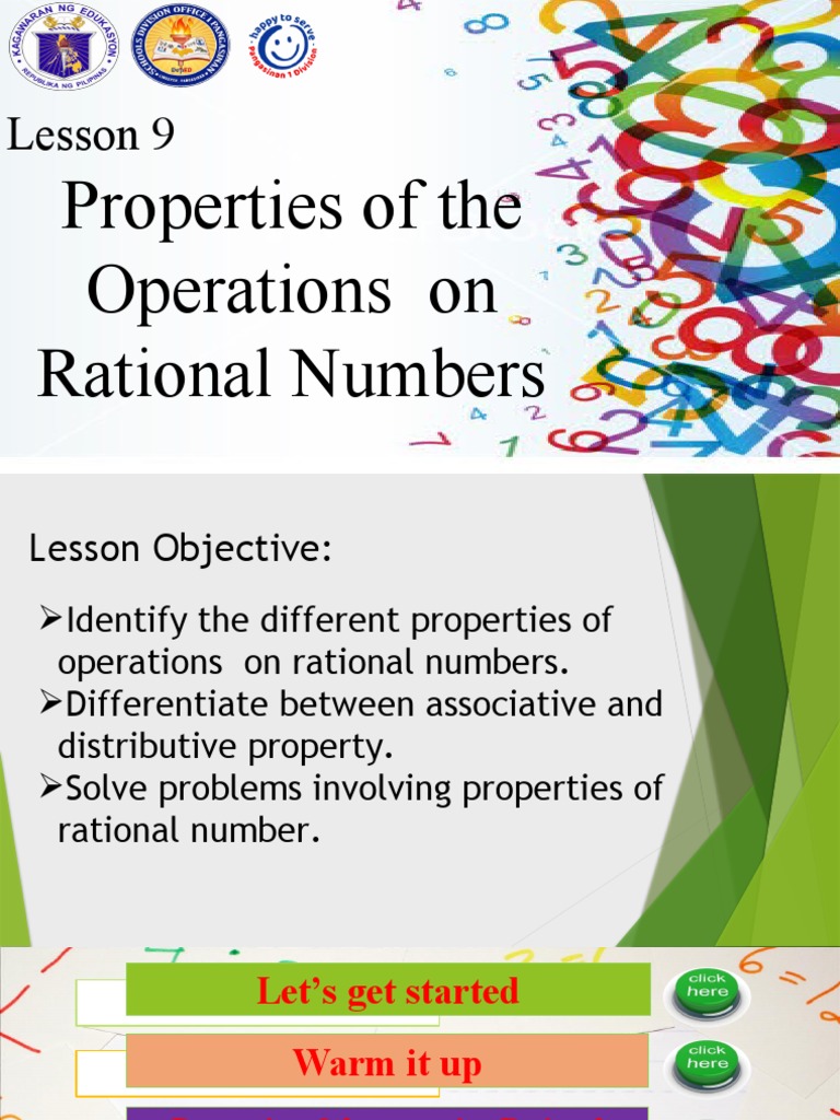 Lesson 9 Properties of The Operation On Rational Numbers - Jalidron ...