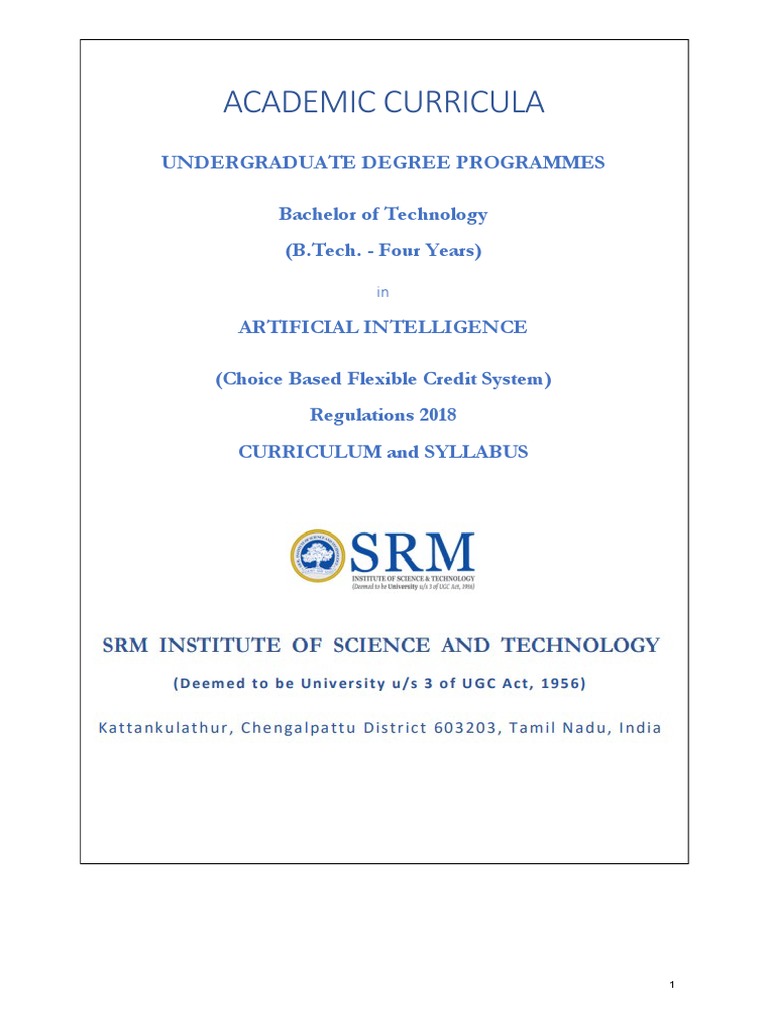 B.tech Artificial Intelligence Curriculum and Syllabus | PDF
