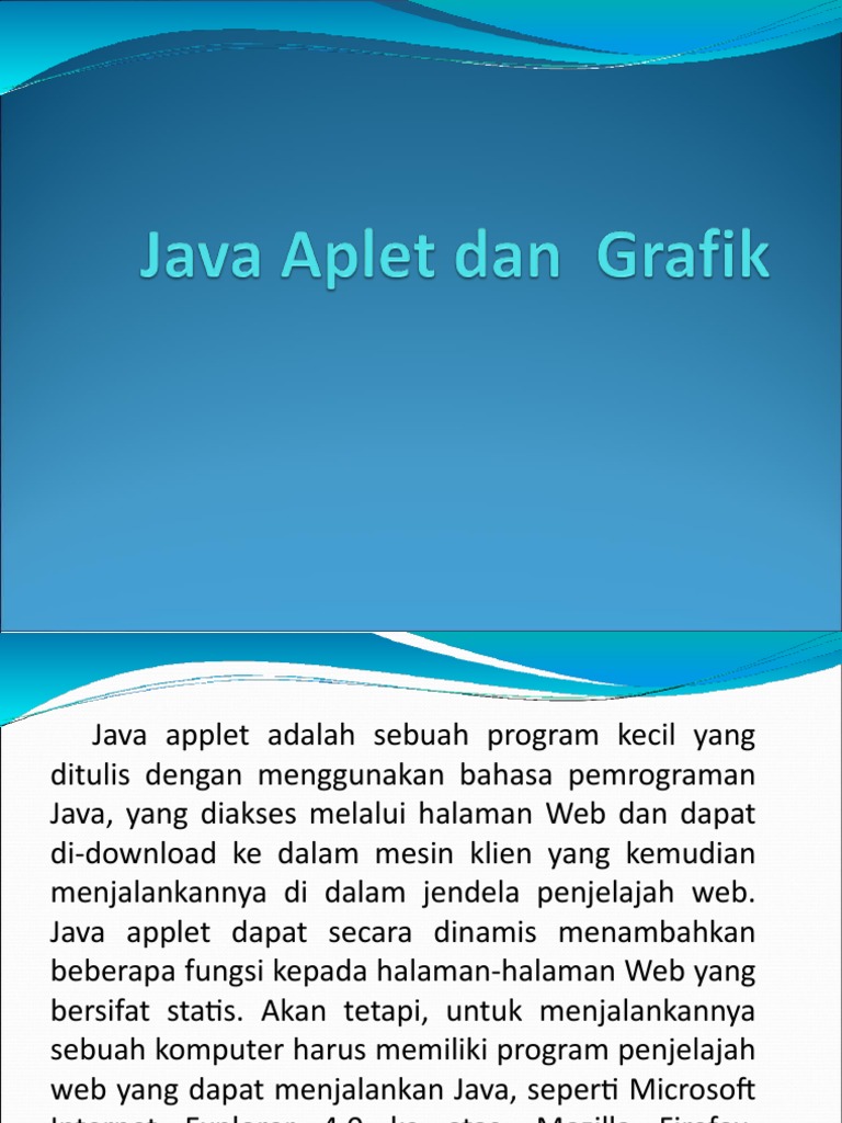 Pertemuan 20 Java Applet Dan Grafig | PDF | Metode & Bahan Ajar | Komputer Pertemuan 20 Java Applet Dan Grafig | PDF | Metode & Bahan Ajar | Komputer