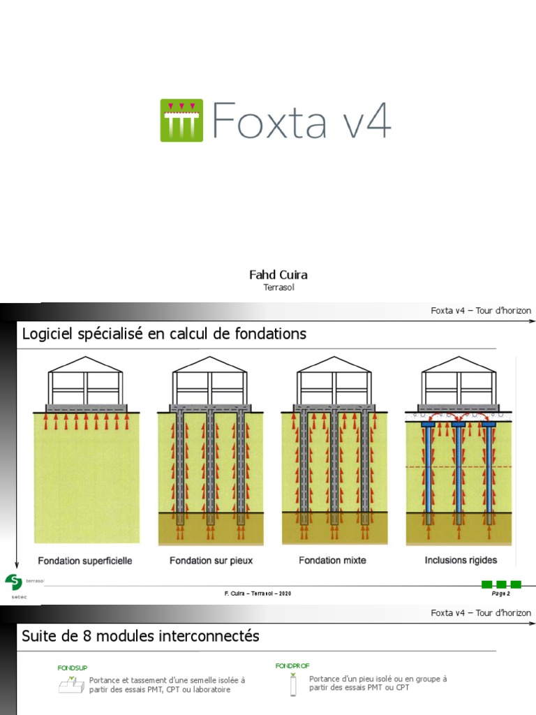 Foxta V4 : Guide des Modules de Calcul | PDF | Fondation (construction ...