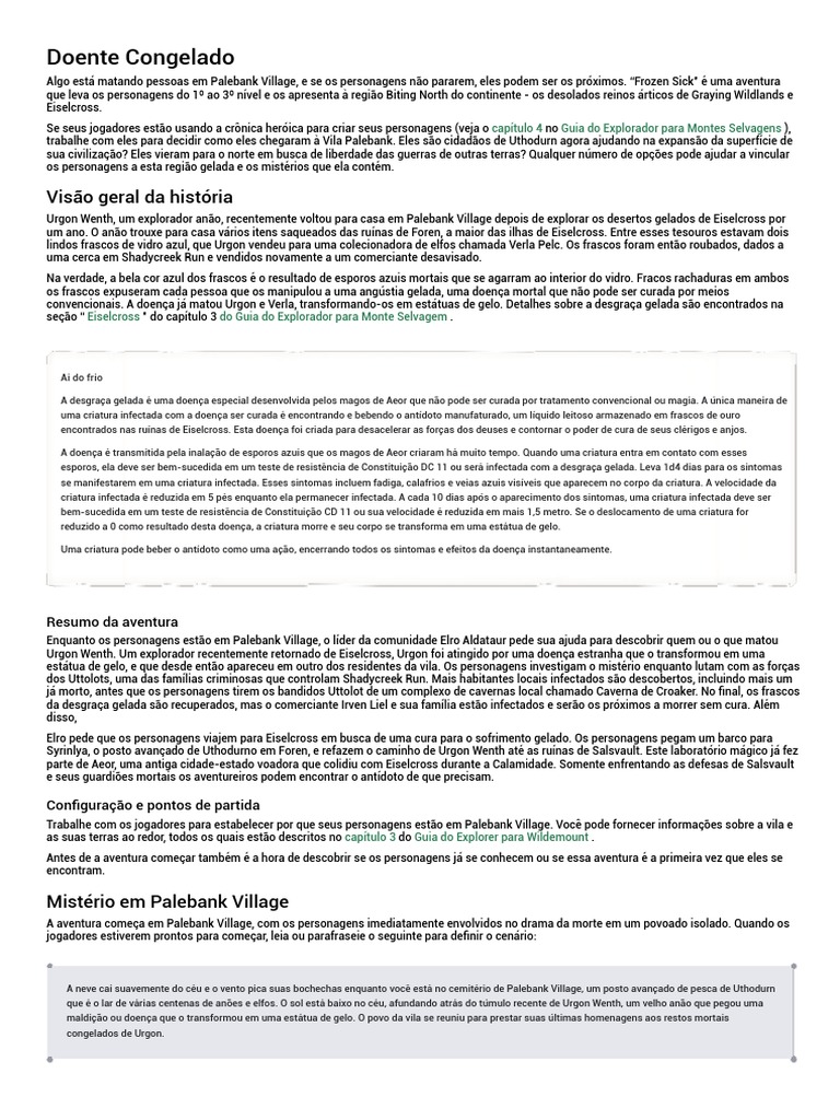 Aventura Frozen Sick | PDF | Sapo | Anão (Terra Média)