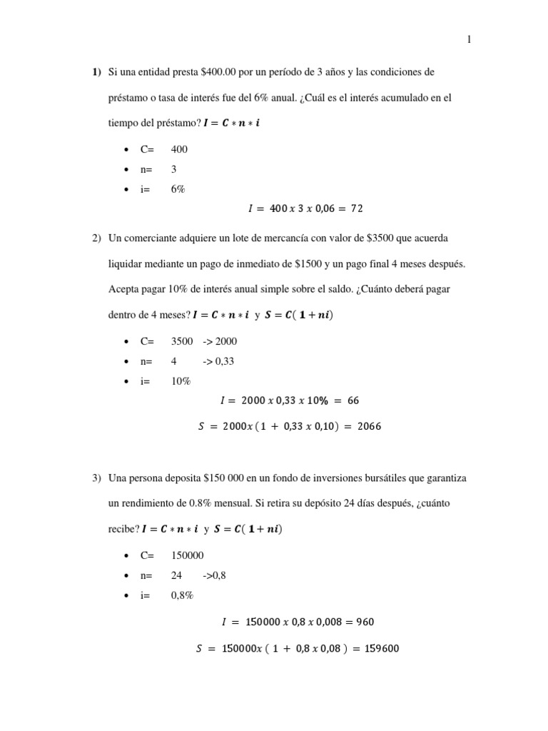 Deber # 2 Ejercicios de Interés Simple | PDF | Servicios financieros | Economias