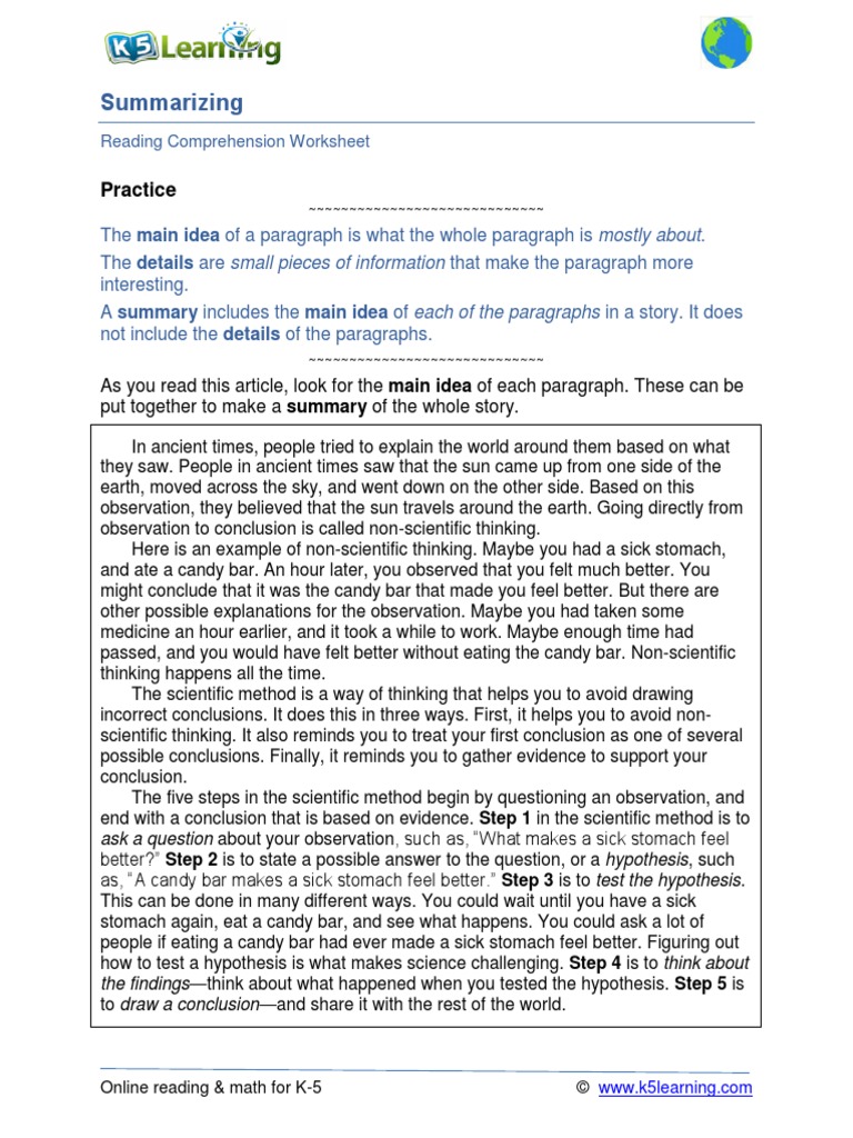 Grade 5 Main Idea G | PDF | Scientific Method | Hypothesis