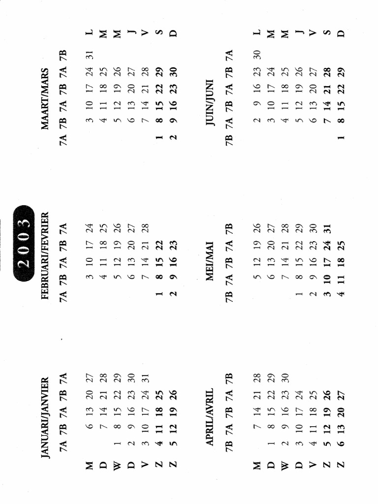 Calendrier 2003 | PDF