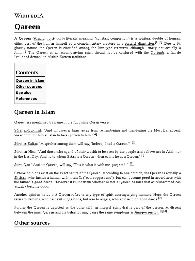 Qareen: Qareen in Islam Other Sources See Also References | PDF ...