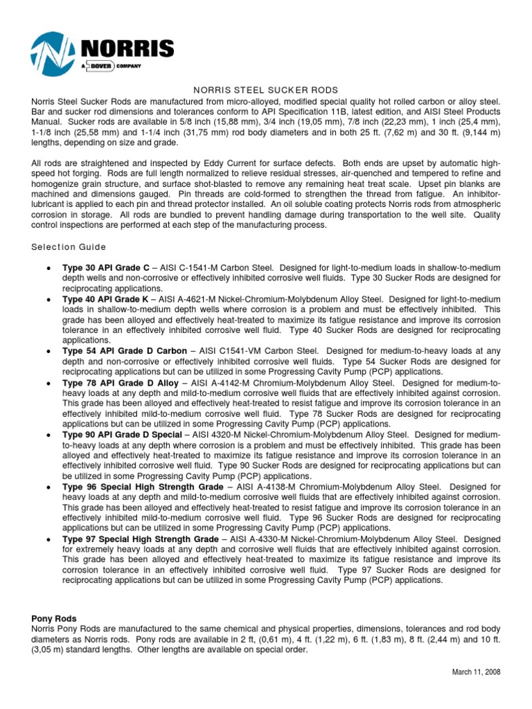 Norris Sucker Rods | PDF | Steel | Heat Treating