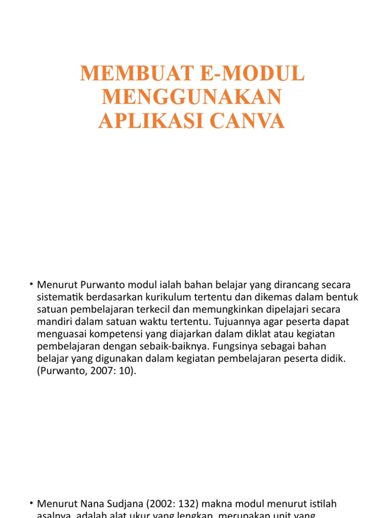 Membuat E-Modul Menggunakan Aplikasi Canva | PDF | Karier & Perkembangan