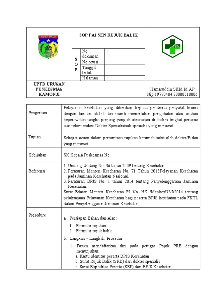 3.7.2 Sop Pasien Rujuk Balik | PDF