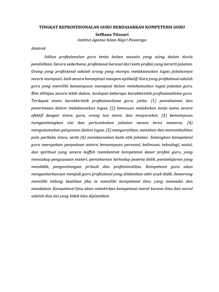 Mini Riset Profesi Guru (Seffiana Titasari 203290099) | PDF