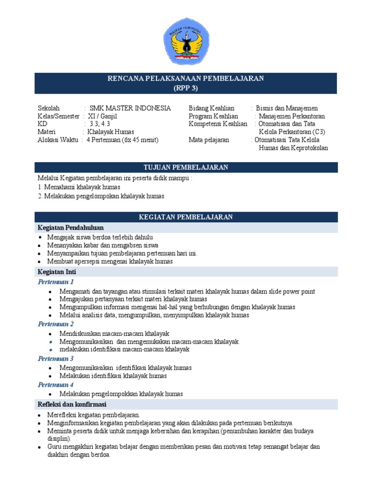 RPP 3 Memahami Khalayak Humas | PDF