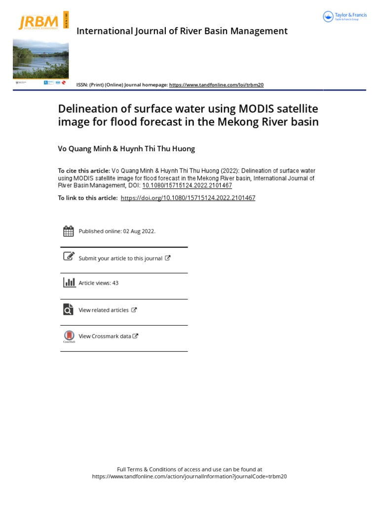 Delineation of Surface Water Using MODIS Satellite Image For Flood ...