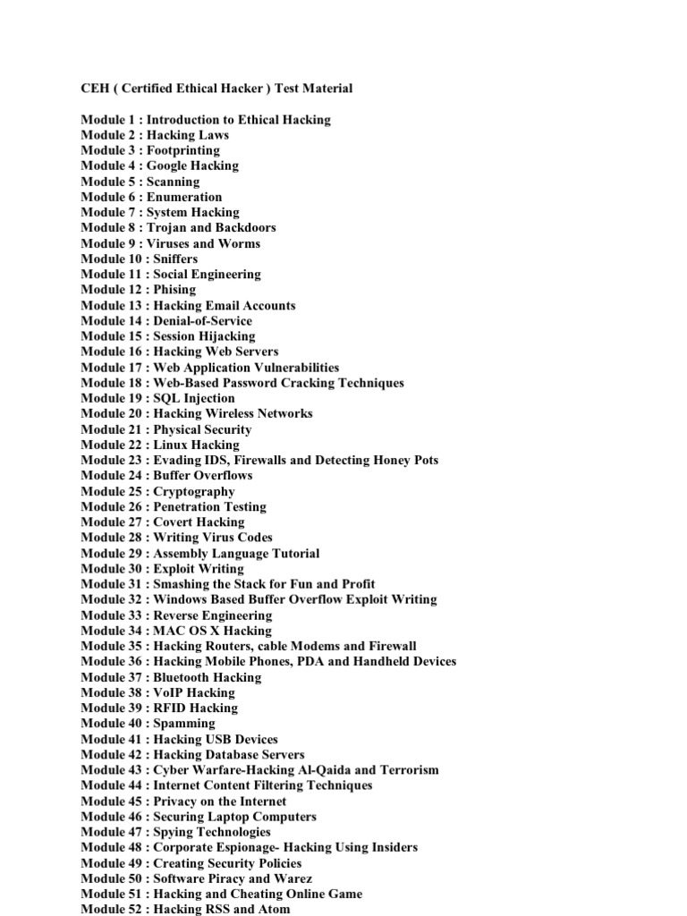 CEH Exam Material | PDF | Technology & Engineering