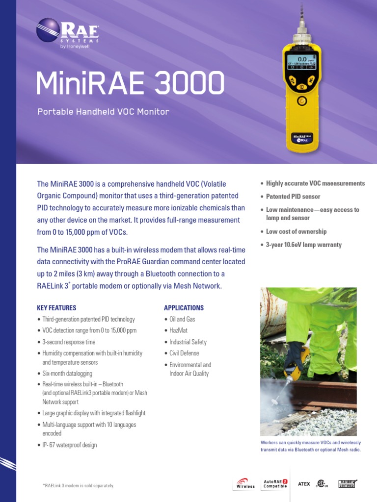 Minirae 3000: Portable Handheld Voc Monitor | PDF | Volatile Organic ...
